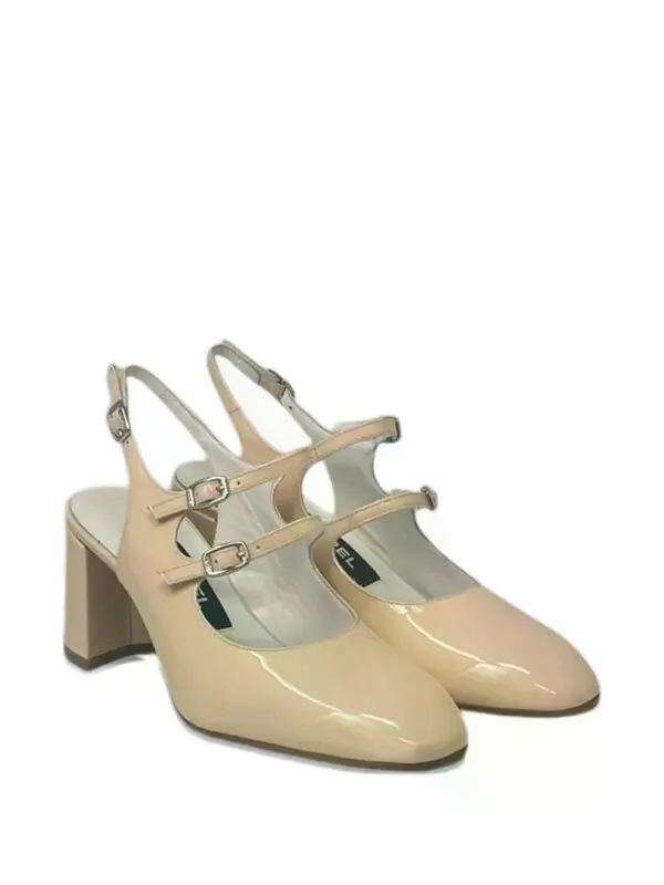 CAREL 60mm Patent Slingback Pumps With Buckle Fastening - Neutrals