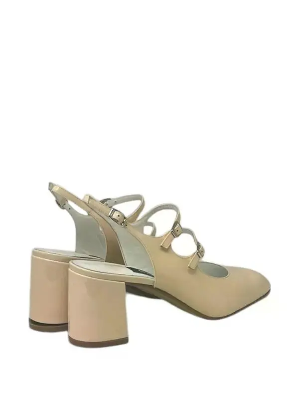 CAREL 60mm Patent Slingback Pumps With Buckle Fastening - Neutrals
