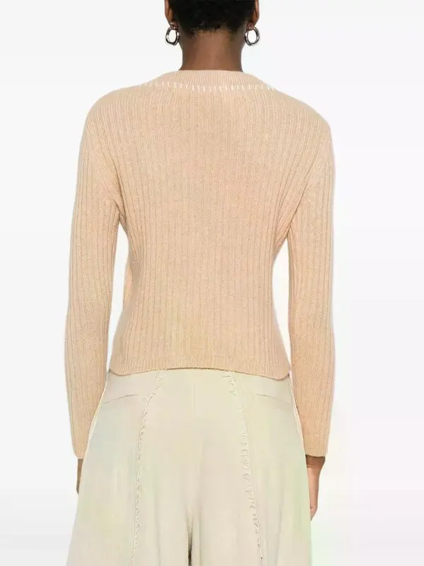 A TENTATIVE ATELIER Cropped Button-fastening V-neck Jumper