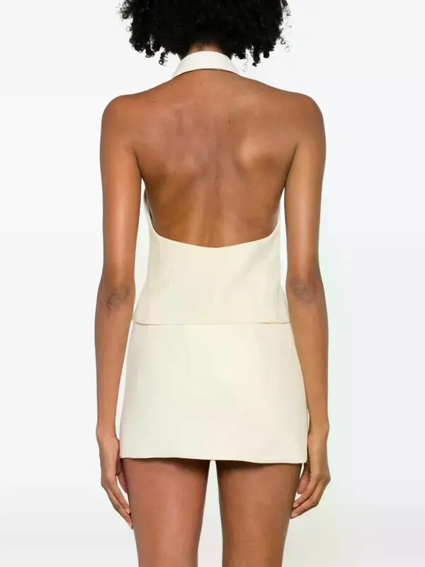 MEDEEA Halterneck V-neck Vest With Ring Detail