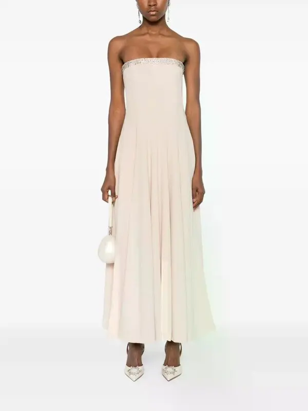 Costarellos Beaded-embellished Strapless A-line Dress