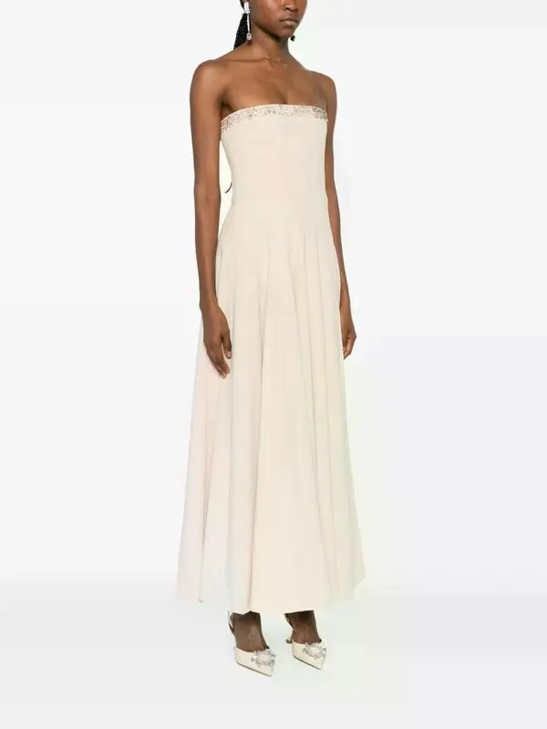 Costarellos Beaded-embellished Strapless A-line Dress