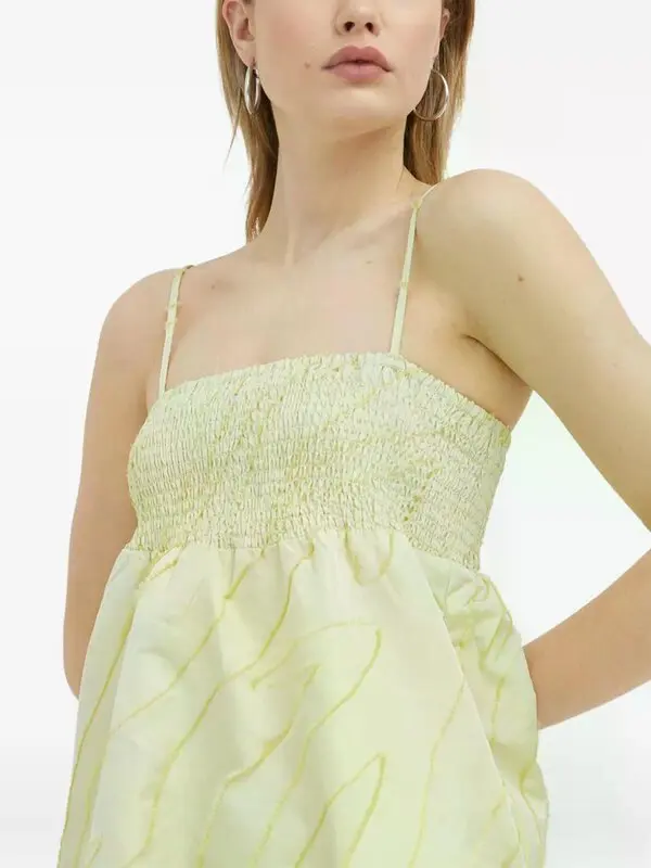 GESTUZ Shirred Bodice Dress - Yellow