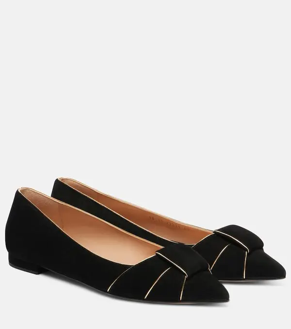 GIANVITO ROSSI Suede Ballet Flats - Black