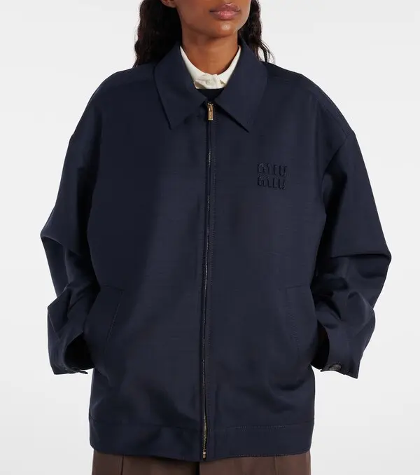 Miu Miu Mohair And Wool Blouson Jacket - Blue