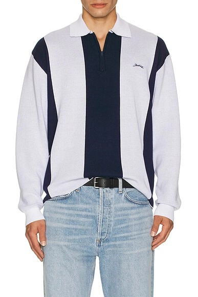 STUDENTS GOLF Gibson Fleece Long Sleeve Polo - Bone
