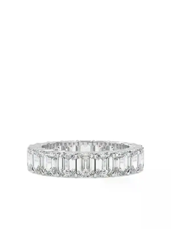 TILLA 14k White Gold Emerald-cut Diamond Eternity Ring - Silver