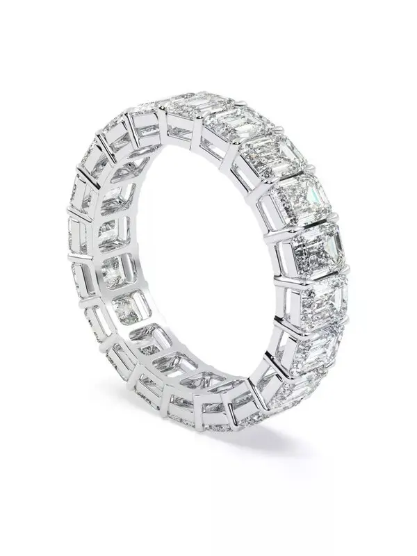 TILLA 14k White Gold Emerald-cut Diamond Eternity Ring