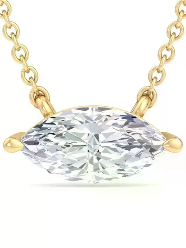TILLA 14kt Gold Marquise Cut Diamond Necklace - Yellow