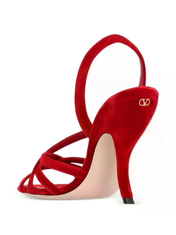 Valentino Garavani 105mm Velvet Sandals With Vlogo Detail - Red