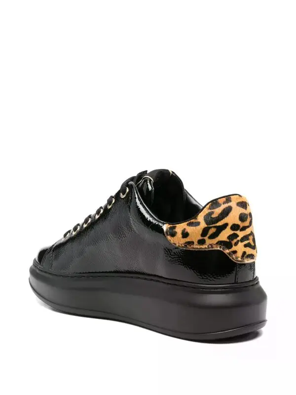 Karl Lagerfeld Patent Leopard Print Heel Lace-up Sneakers