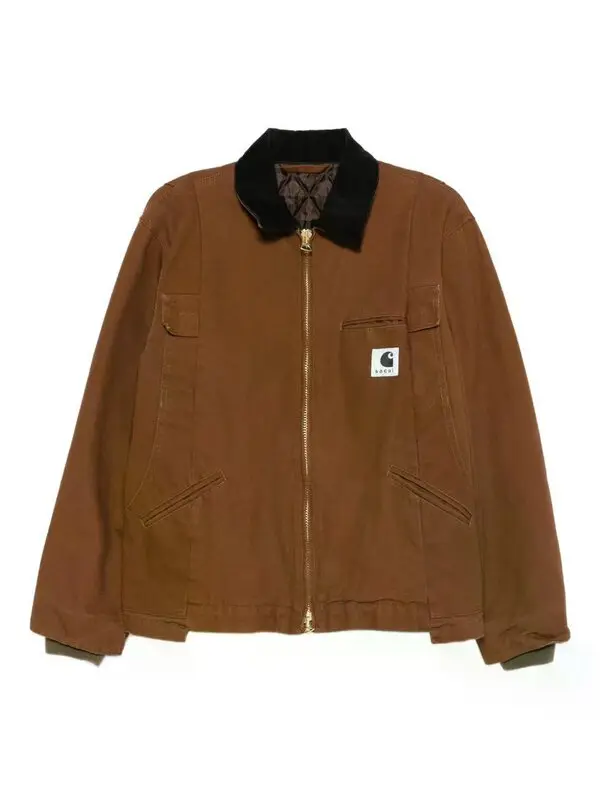 Sacai X Carhartt Contrast Collar Zip-up Jacket - Brown