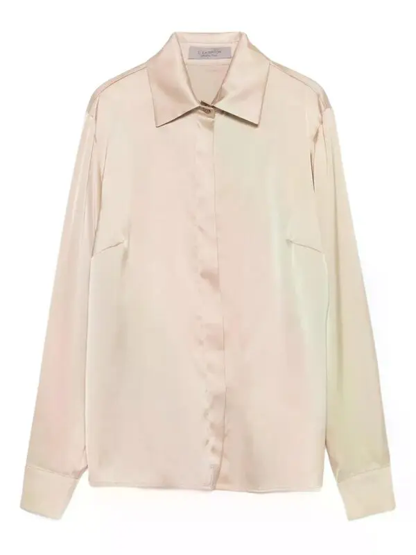 D.exterior Classic Collar Satin Shirt - Neutrals