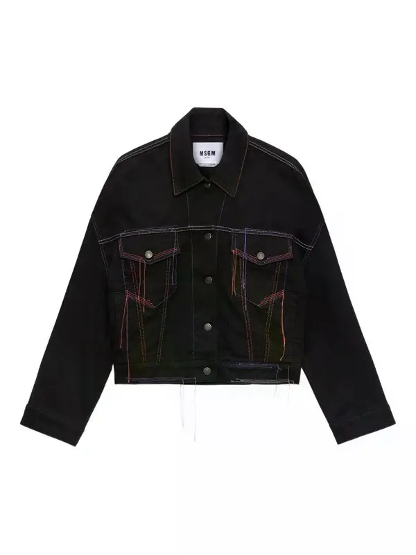 MSGM Denim Jacket With Contrasting Topstitching