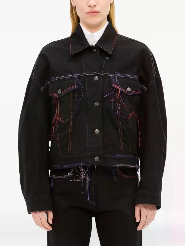 MSGM Denim Jacket With Contrasting Topstitching