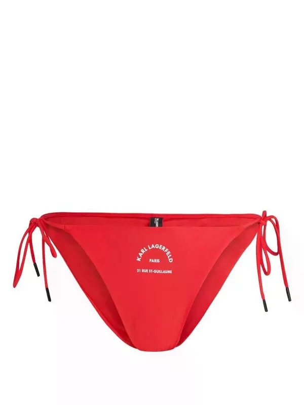 Karl Lagerfeld Logo Print Bikini Bottoms - Red