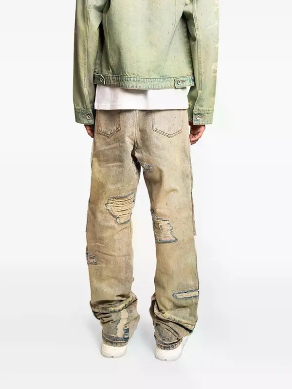 WHO DECIDES WAR Distressed Panelled Straight Leg Jeans
