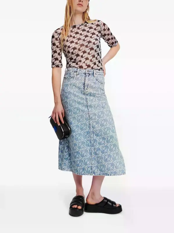 Karl Lagerfeld Monogram Print Sheer T-shirt - Neutrals