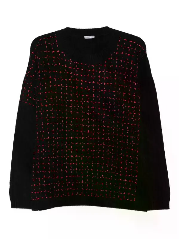 GLASS CYPRESS Cable Knit Round Neck Long Sleeve Sweater