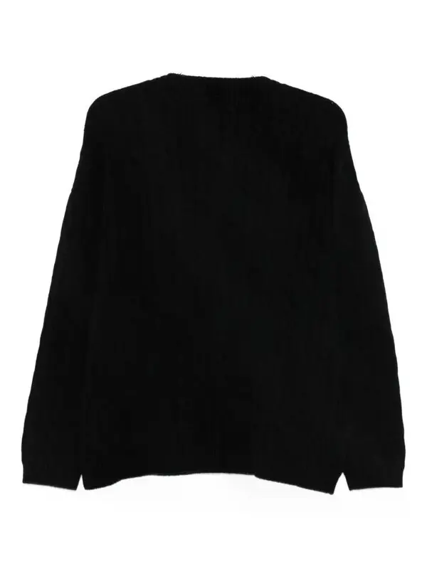 GLASS CYPRESS Cable Knit Round Neck Long Sleeve Sweater
