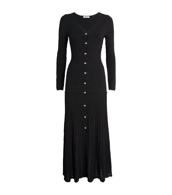 Sandro Knit V-neck Midi Dress - Black
