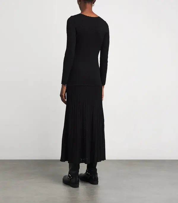 Sandro Knit V-neck Midi Dress - Black