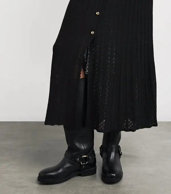Sandro Knit V-neck Midi Dress - Black