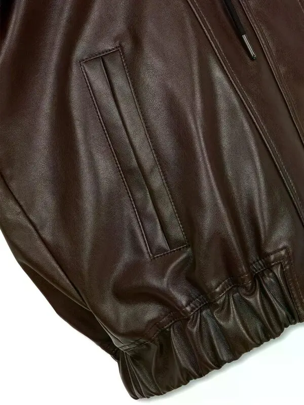 STUDIO TOMBOY Faux-leather Hooded Jacket