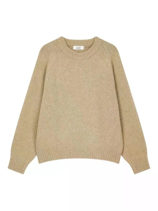 STUDIO TOMBOY Raglan Sleeve Ribbed Knit Sweater - Neutrals