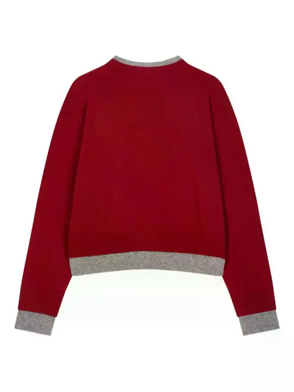 STUDIO TOMBOY Two-tone Logo Embroidery Cardigan - Red
