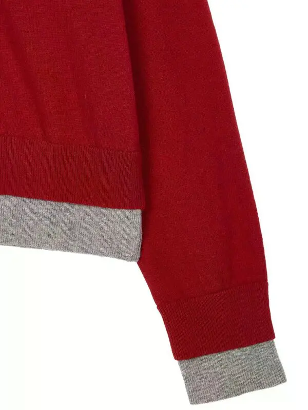 STUDIO TOMBOY Two-tone Logo Embroidery Cardigan - Red