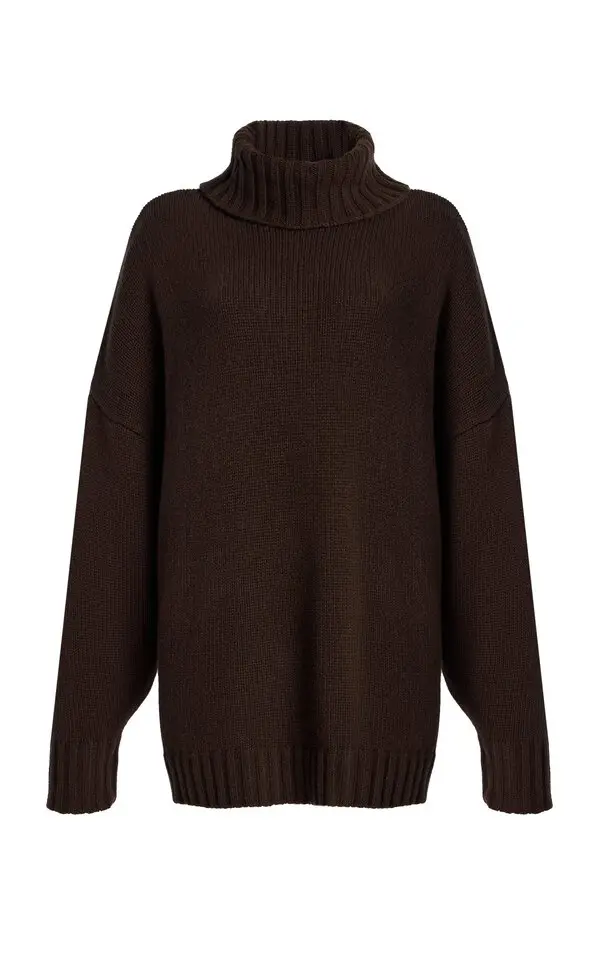 Jenni Kayne Porter Knit Cashmere Turtleneck Sweater - Brown