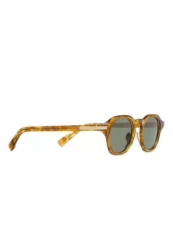 Zegna Round Frame Sunglasses With Acetate Frame And Titanium Detail