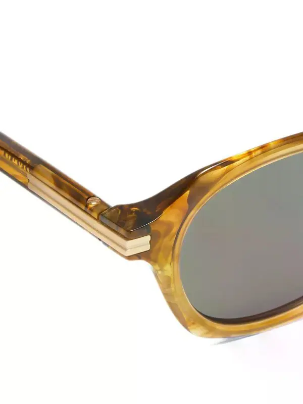 Zegna Round Frame Sunglasses With Acetate Frame And Titanium Detail