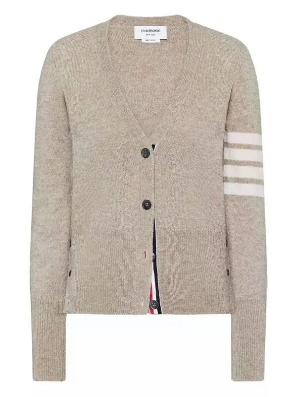 Thom Browne Shetland Wool 4-bar Cardigan - Neutrals