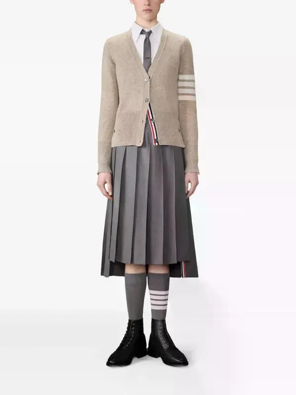Thom Browne Shetland Wool 4-bar Cardigan - Neutrals