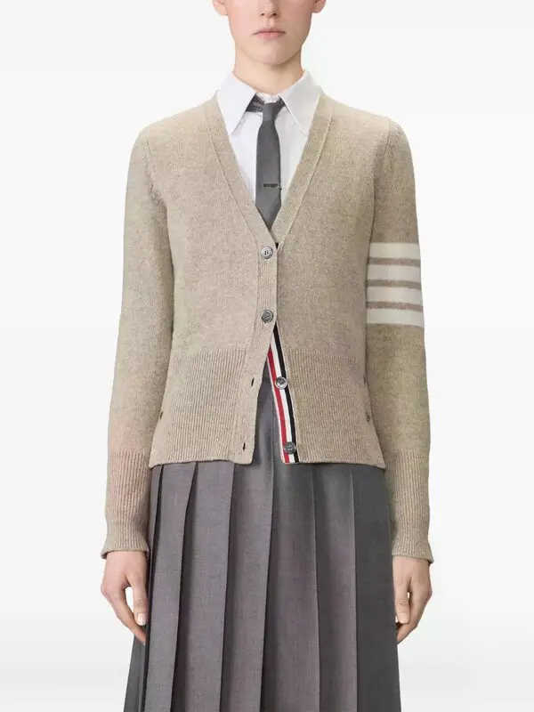 Thom Browne Shetland Wool 4-bar Cardigan - Neutrals