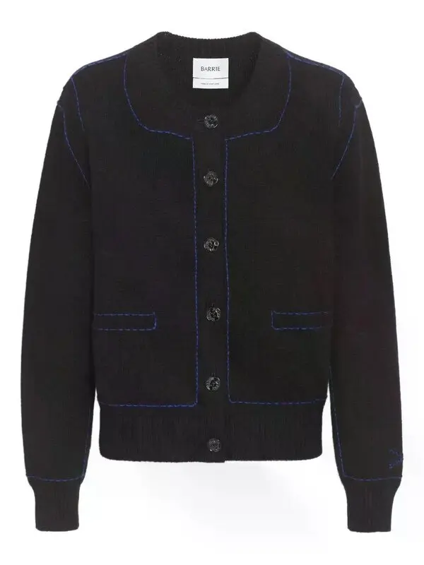 BARRIE Contrast Stitching Cardigan - Black