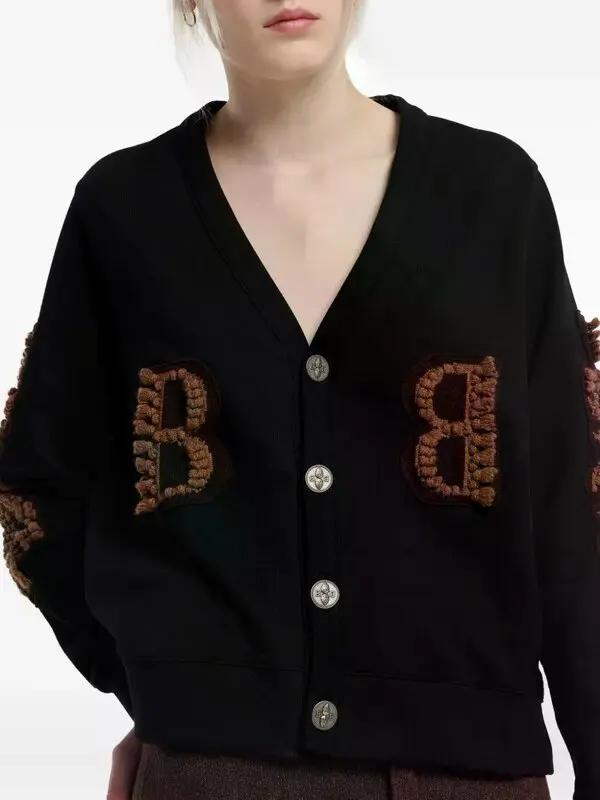 BARRIE Logo-embroidered V-neck Cardigan - Black