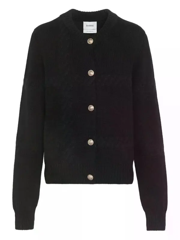 BARRIE Crew Neck Cardigan With Button Fastening - Black