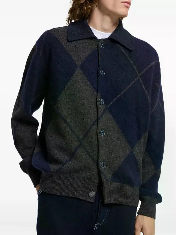 BARRIE Argyle Check Pattern Button-fastening Cardigan