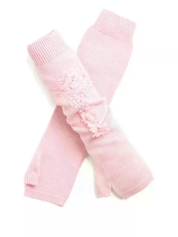 BARRIE Embossed Detail Fingerless Gloves - Pink