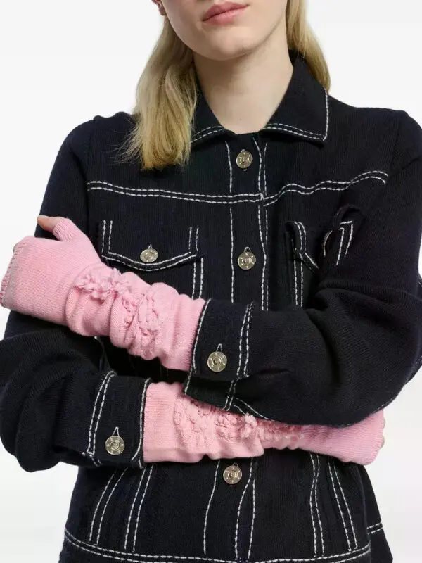 BARRIE Embossed Detail Fingerless Gloves