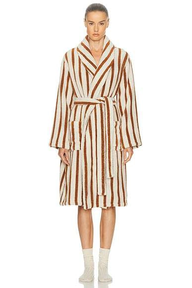 PARACHUTE Terry Stripe Robe - Bone & Tobacco