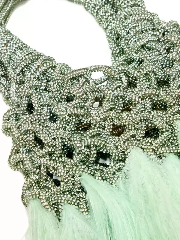 HIBOURAMA Vannifique Beaded Feather Handbag