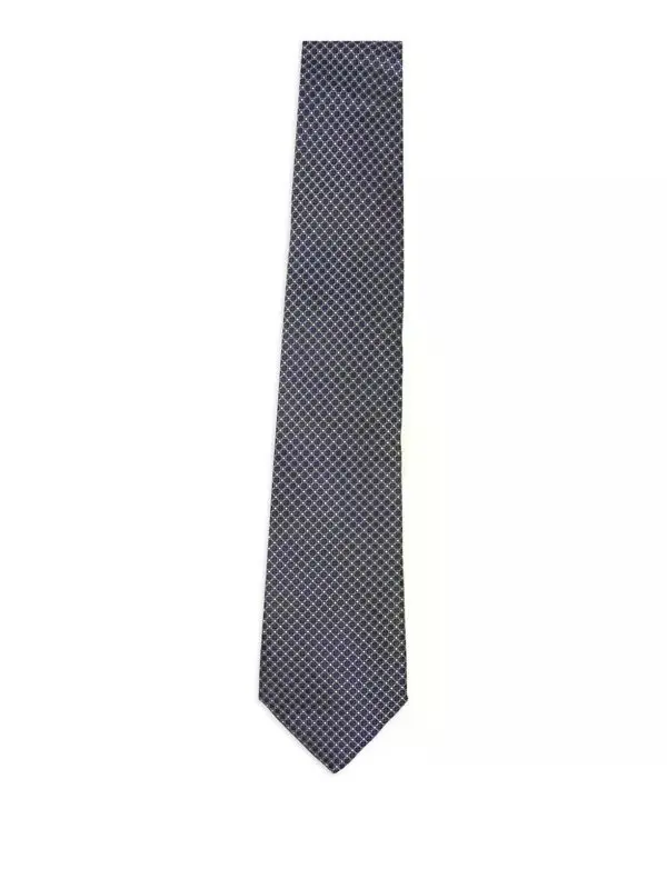 Canali Geometric Patterned Neck Tie - Blue