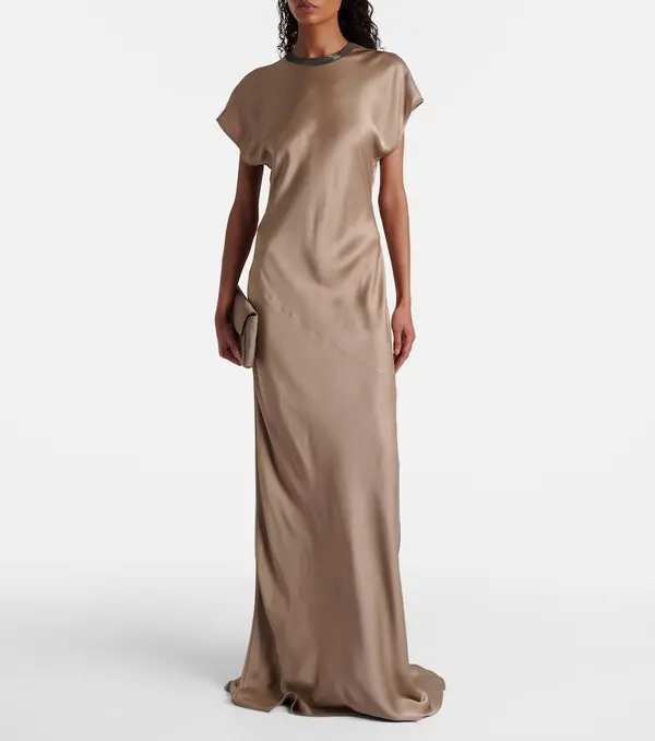 Brunello Cucinelli Monili Satin Gown