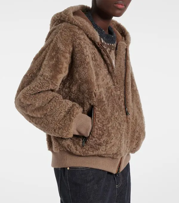 Brunello Cucinelli Shearling And Cashmere Hooded Jacket