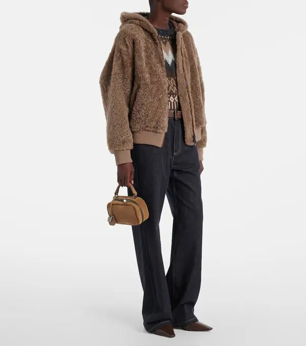 Brunello Cucinelli Shearling And Cashmere Hooded Jacket