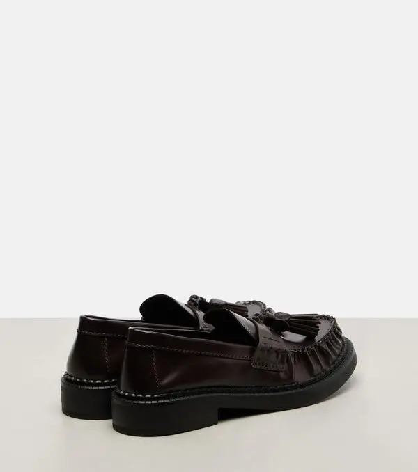 Miu Miu Leather Loafers With Tassel Detail - Brown